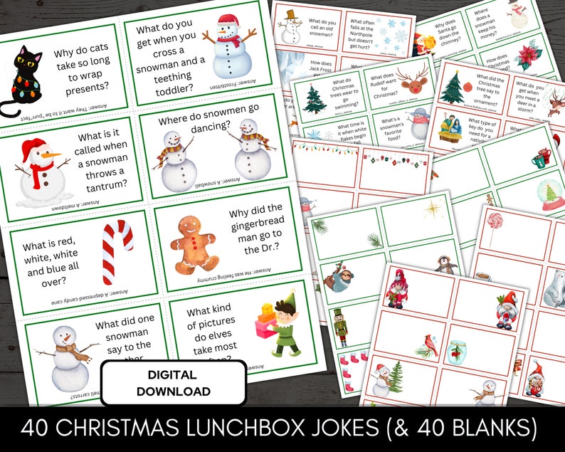 Christmas Lunch Box Jokes, Holiday Lunchbox Jokes, Fall Lunch Box Notes ...