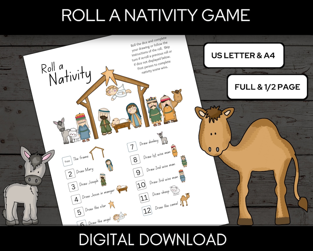 Roll a Nativity Christmas Dice Game Printable, Great Christian Holiday ...