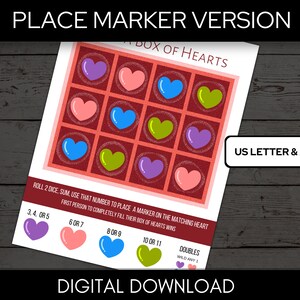 Valentine Party Game - Roll a Box of Hearts Dice Game | Valentine's Day ...