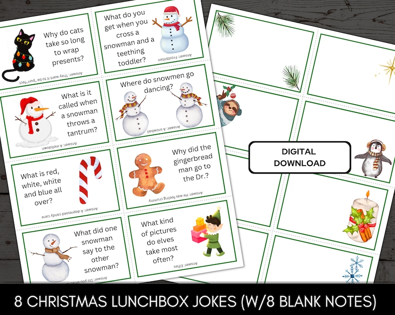 Christmas Lunch Box Jokes, Holiday Lunchbox Jokes, Fall Lunch Box Notes ...
