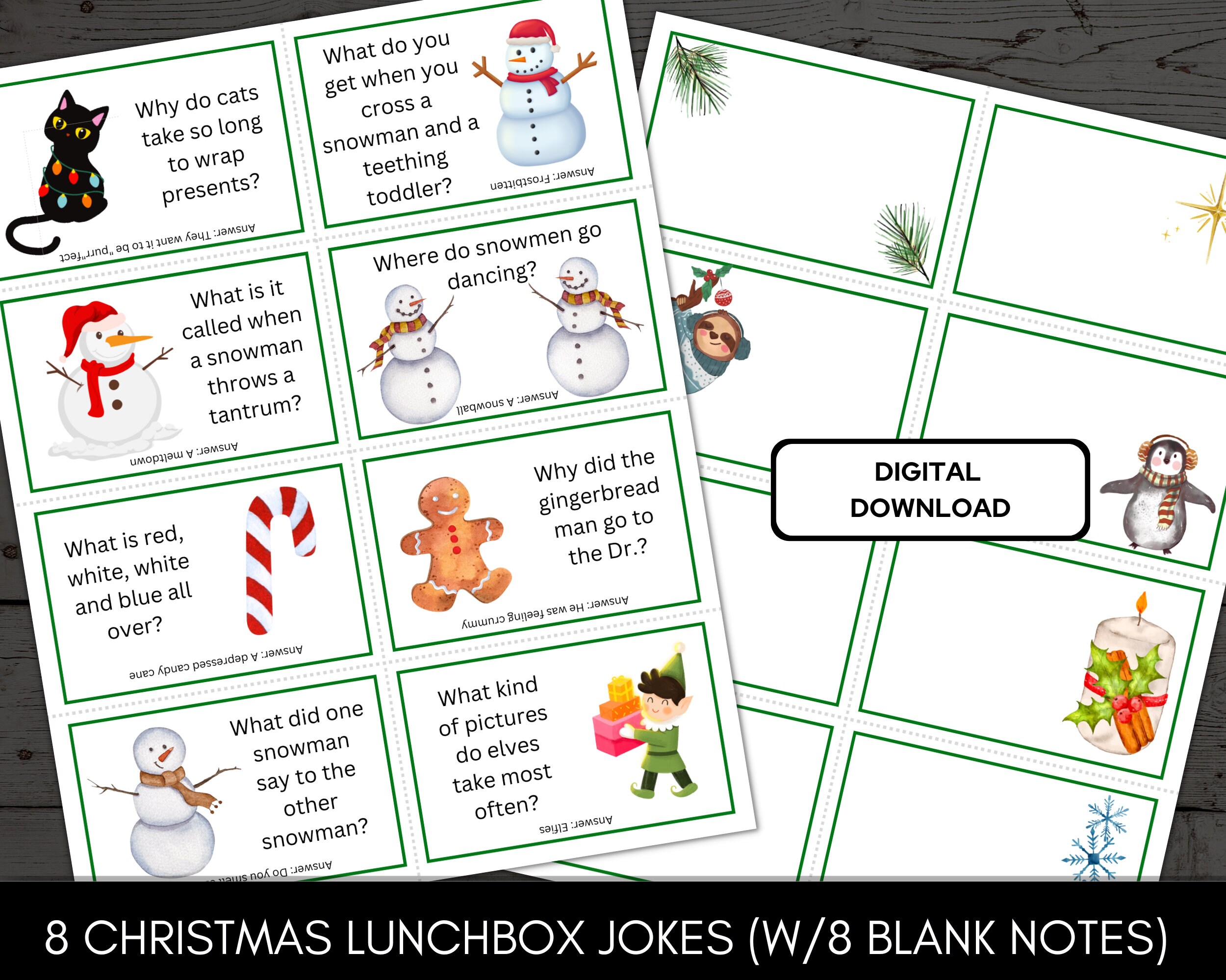 Christmas Lunch Box Jokes, Holiday Lunchbox Jokes, Fall Lunch Box Notes ...