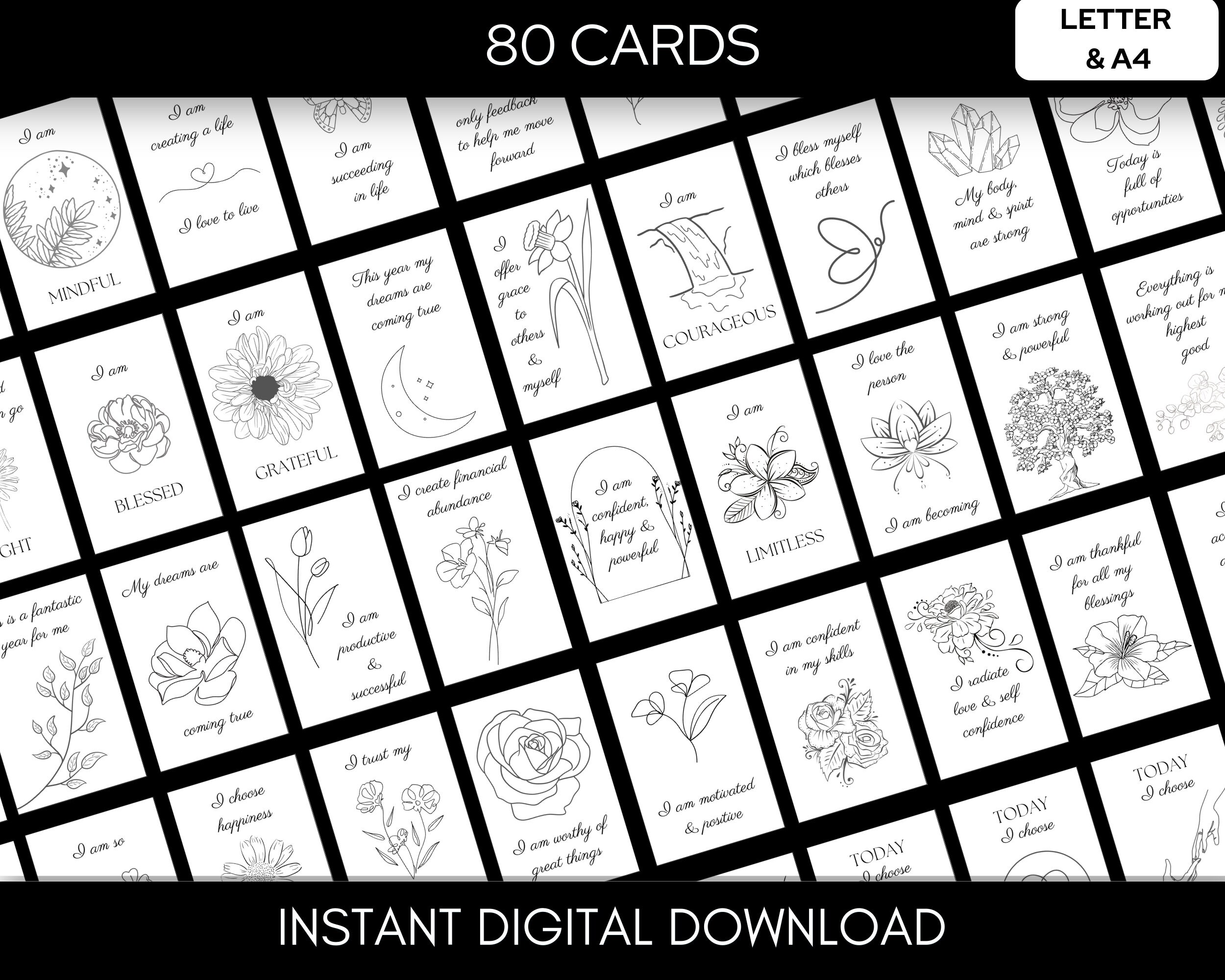 Positive Affirmation Card Deck Vision Board Printables Etsy