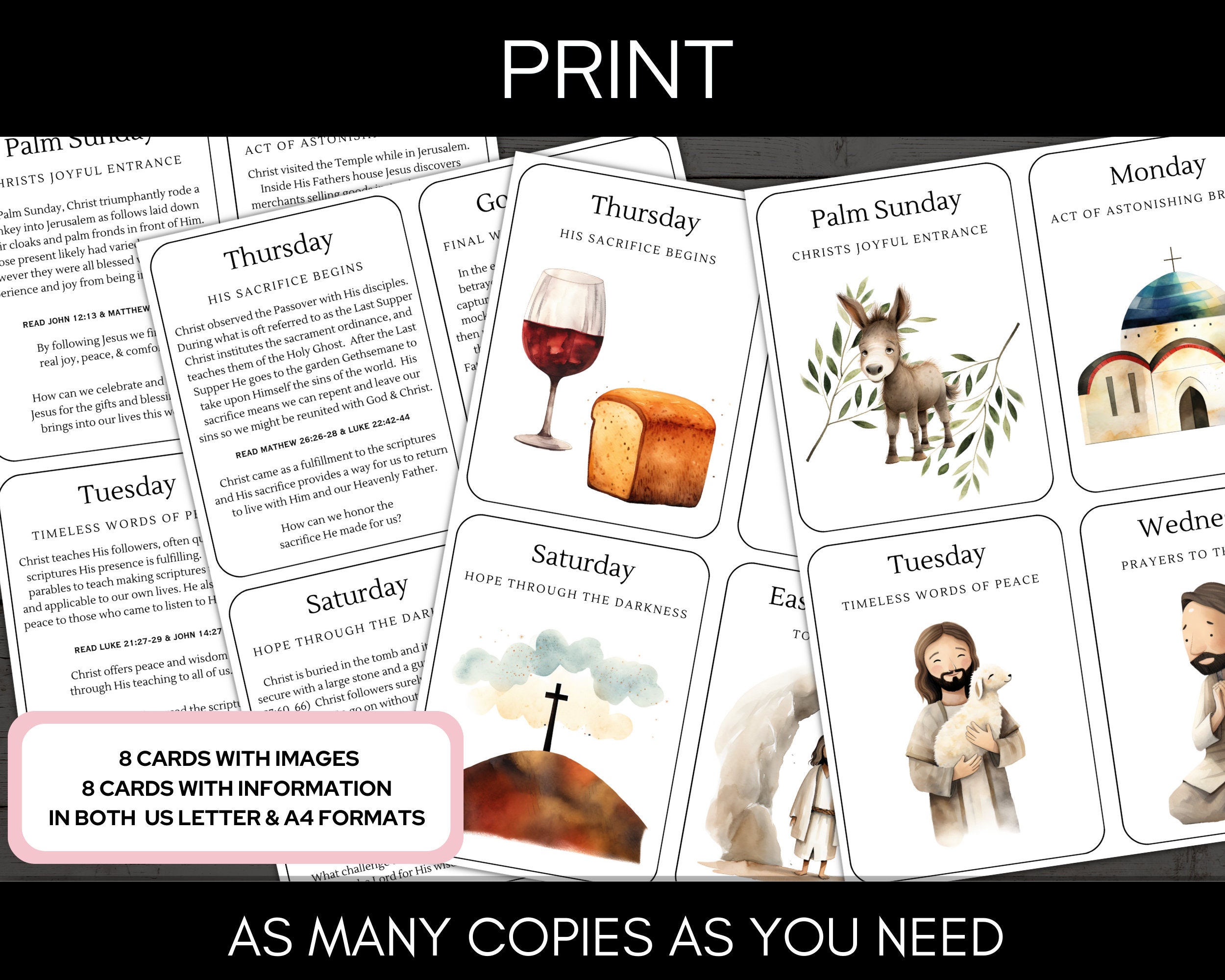 Christian Easter Holy Week Advent Study Cards, Holy Week Printable ...