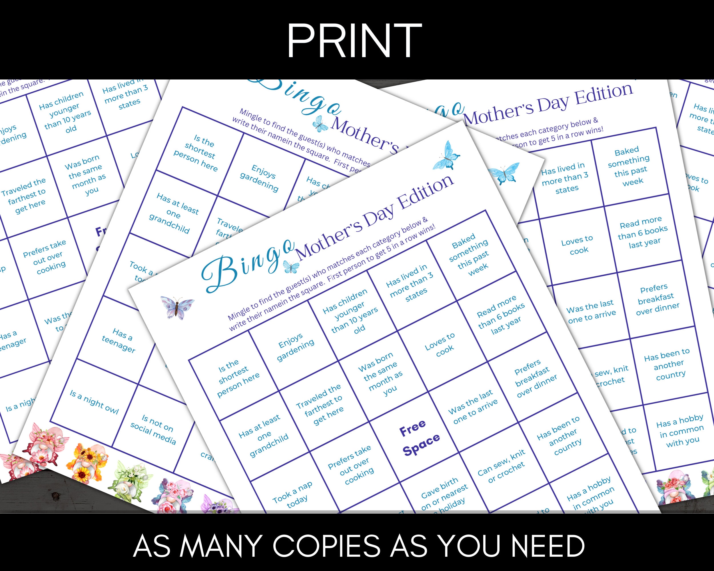 Mother's Day Find the Guest Bingo Party Game, Mum Mix and Mingle Party ...