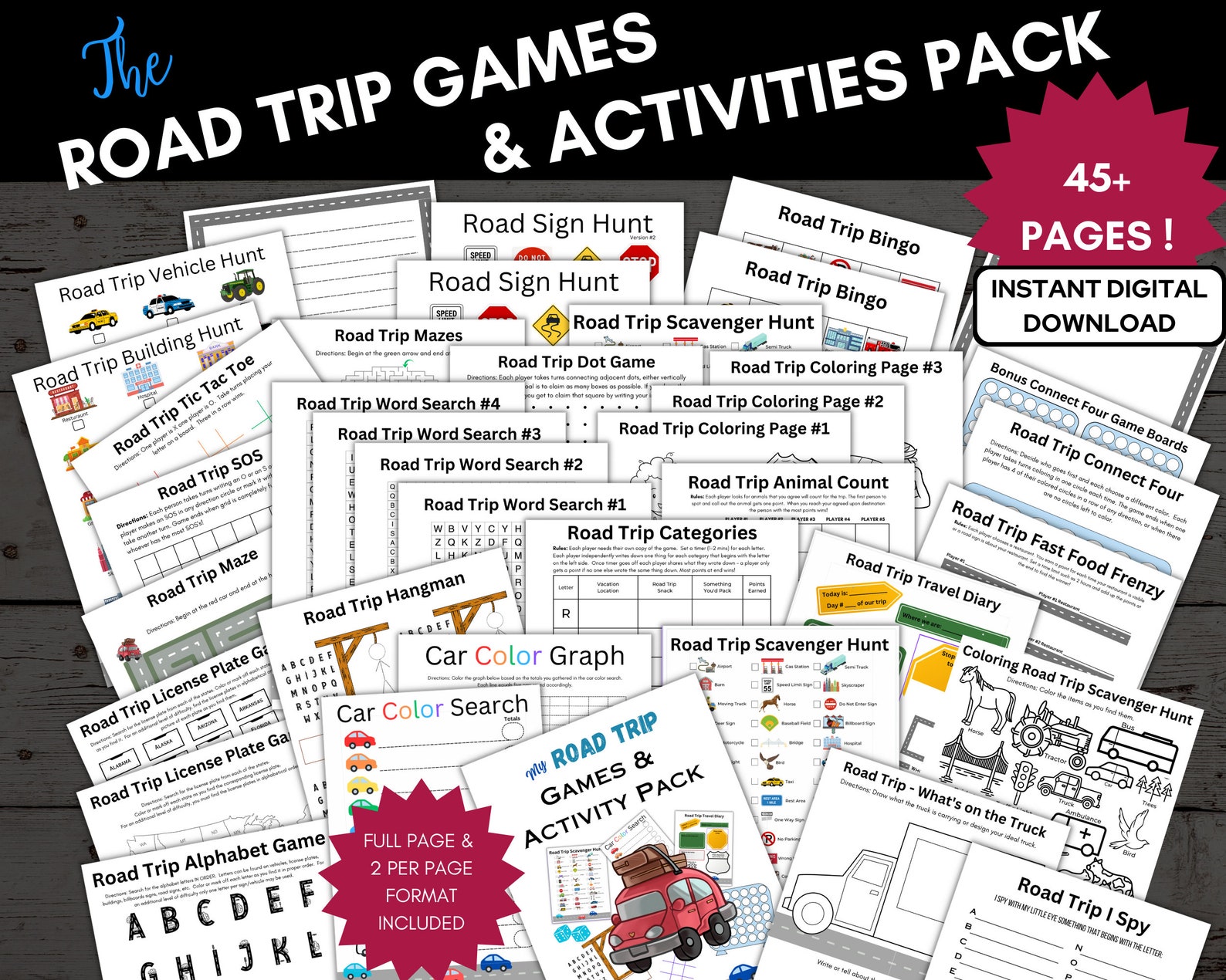 Road Trip Games & Activities, Kids Road Trip Games Printable, Family ...