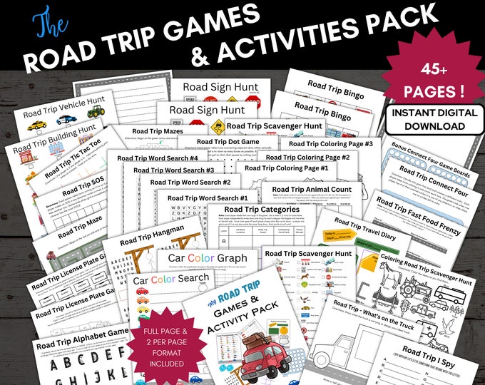 Road Trip Game Bundle, I SPY, Puzzle, Word Search and Maze Travel Games ...