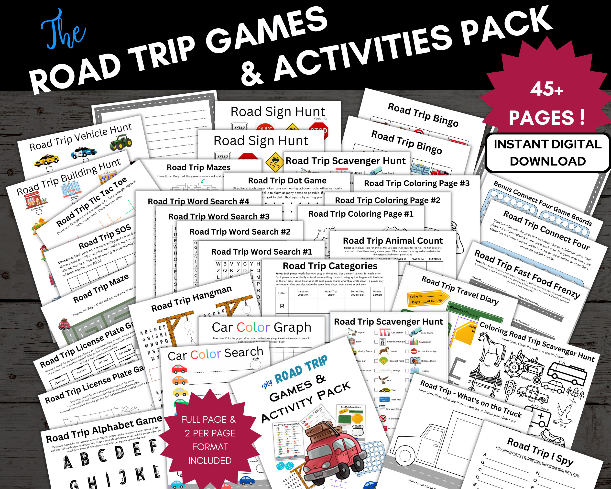 Road Trip Games & Activities, Kids Road Trip Games Printable, Family ...