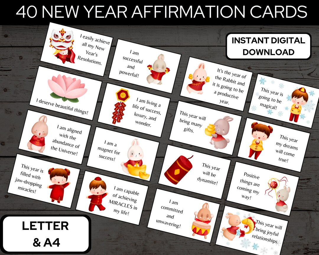 New Years Affirmation Cards, Affirmation Cards Printable DIY Care ...