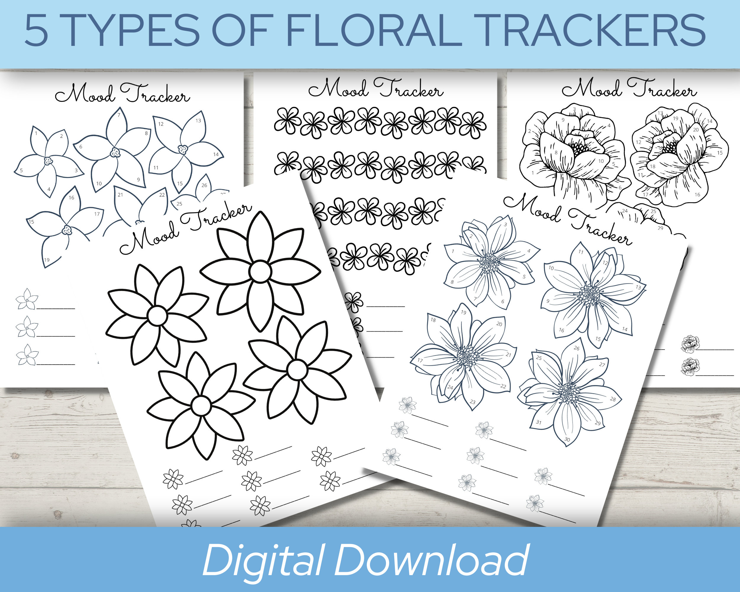 Floral Mood Tracker, Monthly Mood Tracker, Mood Tracker Journal - Etsy