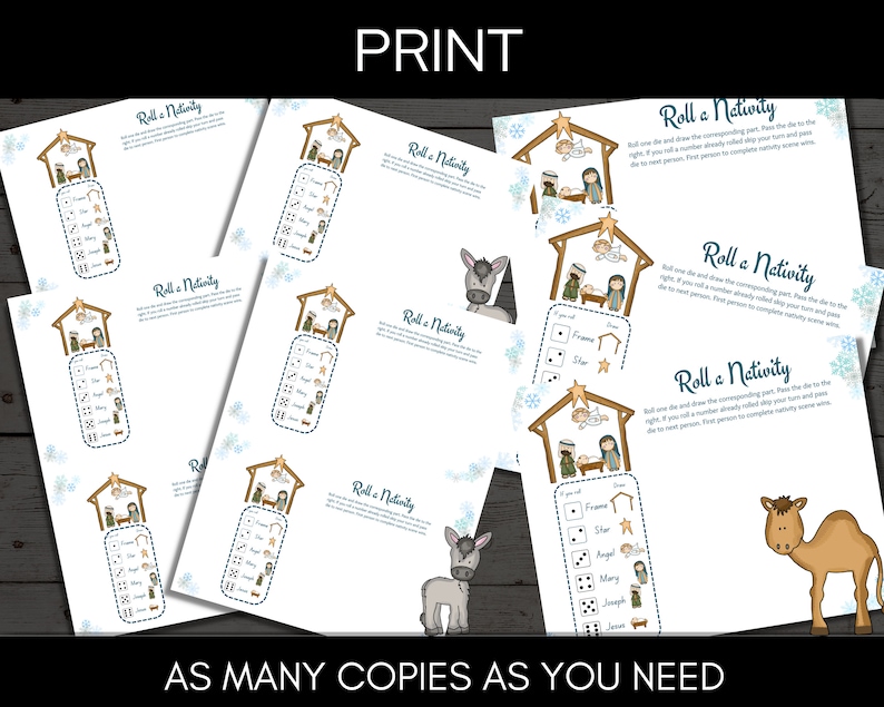 Roll a Nativity Christmas Dice Game Printable, Great Christian Holiday ...