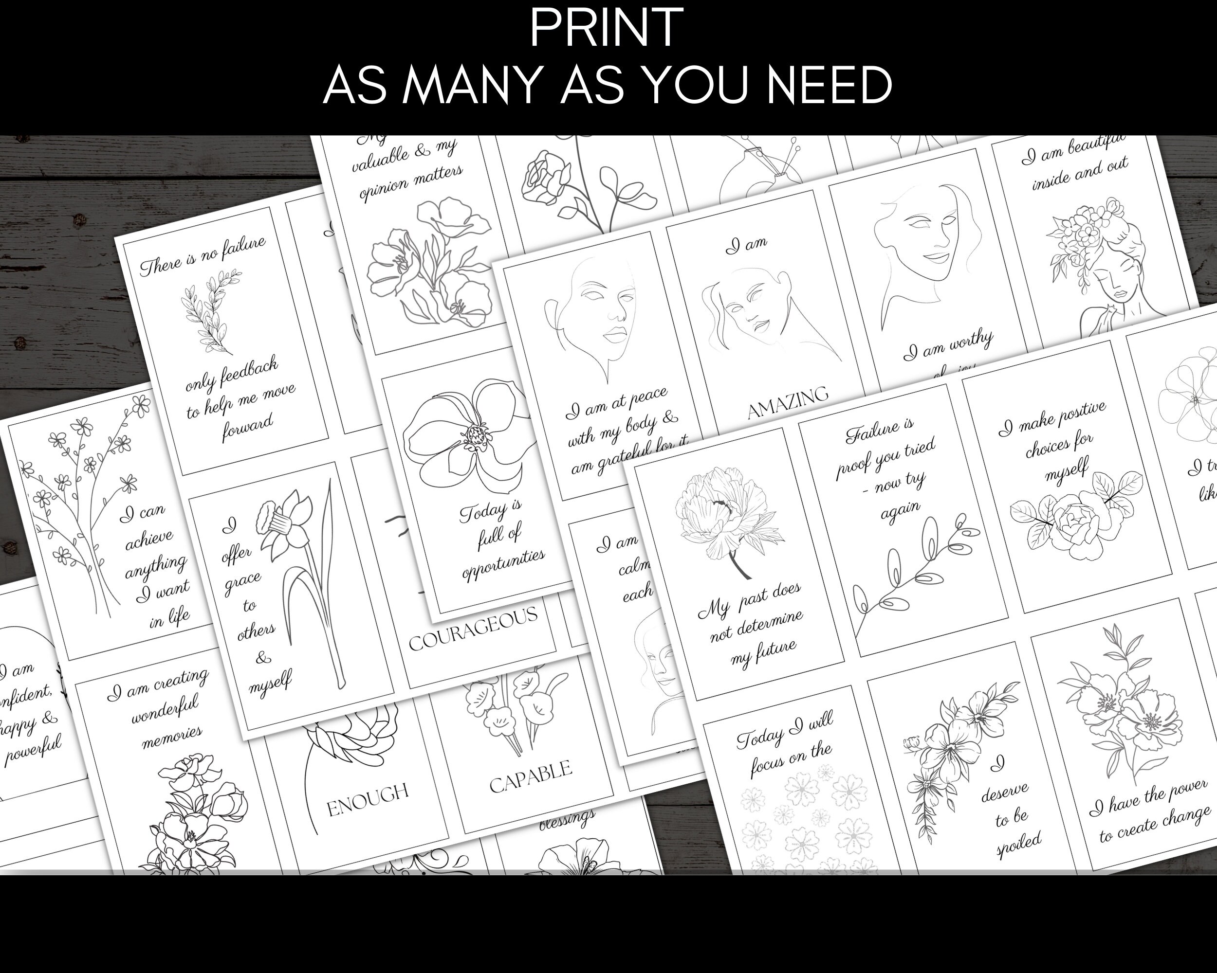 Positive Affirmation Card Deck Vision Board Printables - Etsy