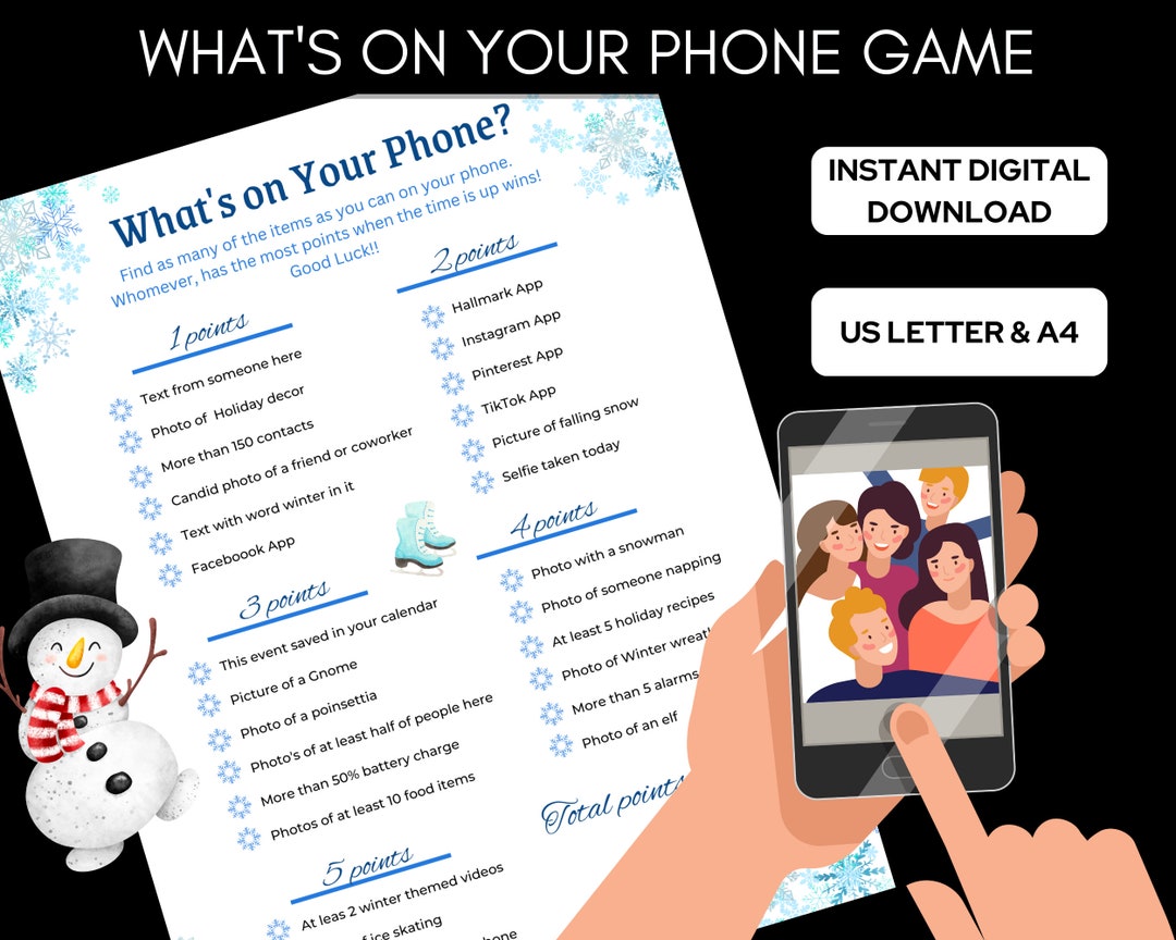 Winter What's on Your Phone Photo Scavenger Hunt, Selfie Scavenger Hunt ...