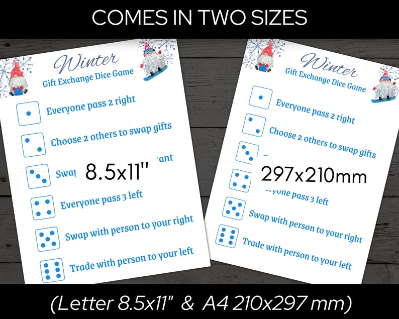 Winter Gift Exchange Dice Game Printable Game, Group Party Game ...