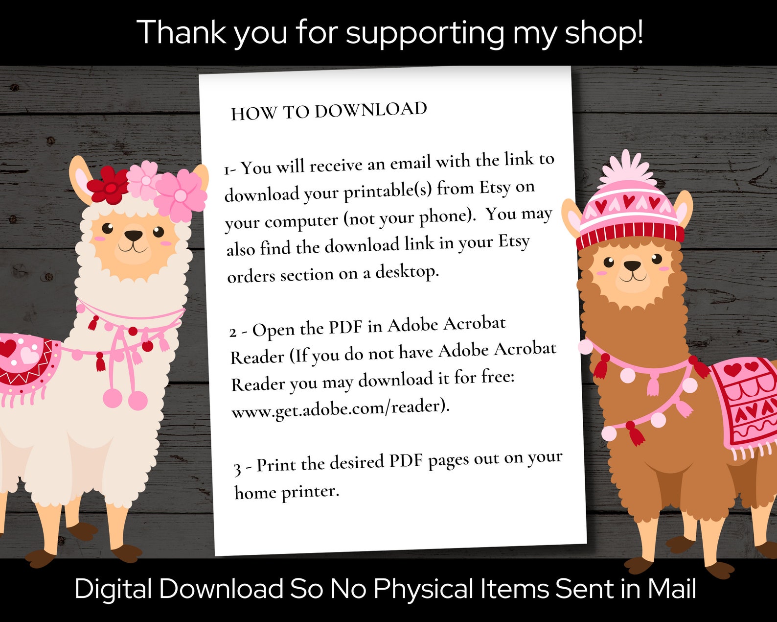 16 Printable Llama Alpaca Classroom Valentines - Letter & A4 - Etsy