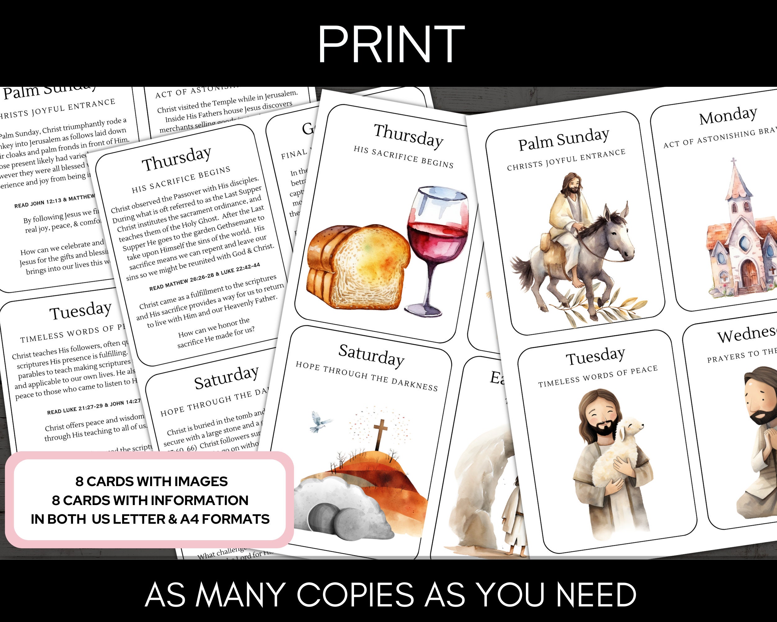 LDS Easter Advent Cards, Holy Week Printable, LDS Easter Advent, Holy ...