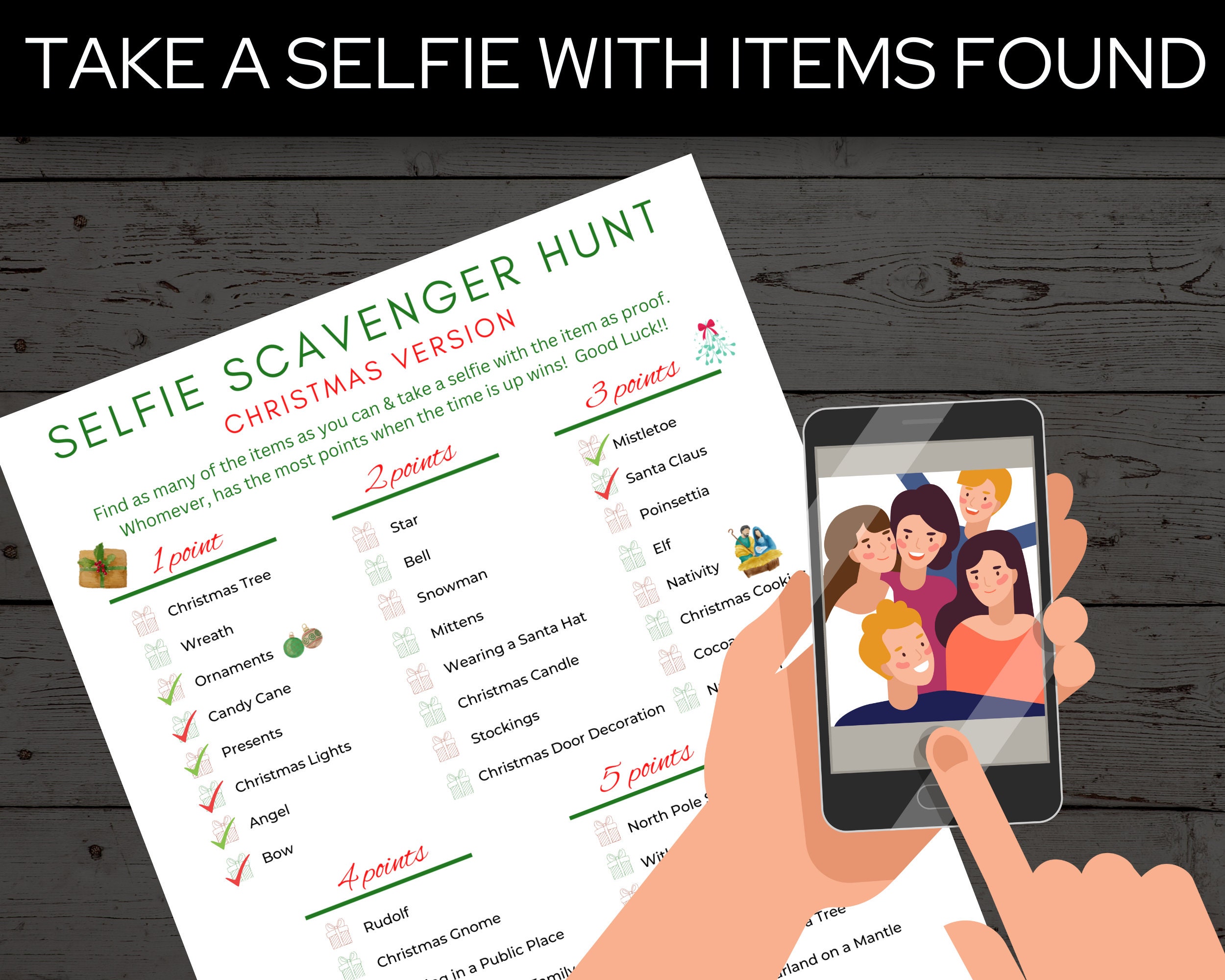 Christmas Photo Scavenger Hunt, Scavenger Hunt Printable, Christmas ...