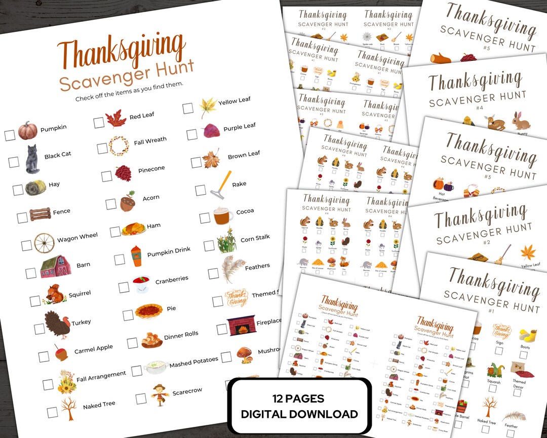 Thanksgiving Scavenger Hunt Game, Fall Scavenger Hunt Printable ...