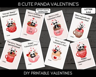 Panda Valentines, Kids Valentines Day Cards, Classroom Valentines ...