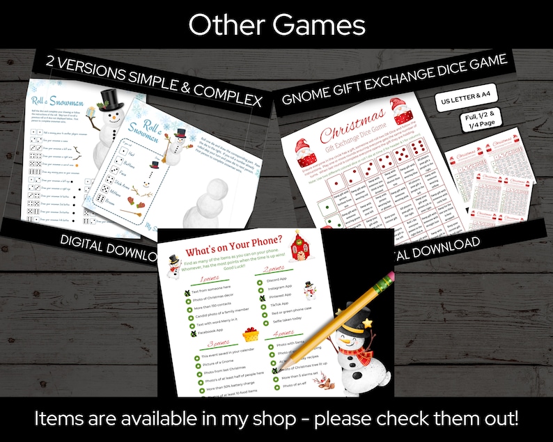 Winter Gift Exchange Dice Game Printable Game, Group Party Game ...