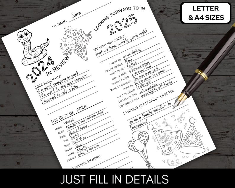 Kids Year in Review, Printable New Years Activity, 2025 New Year ...