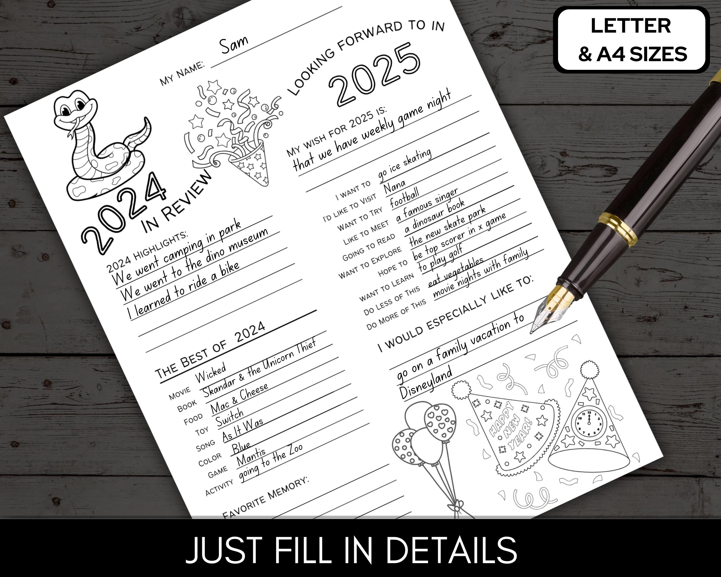 Kids Year in Review, Printable New Years Activity, 2025 New Year ...