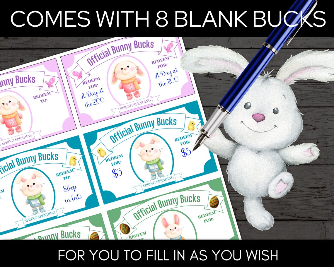 Easter Bunny Bucks Printables, Easter Egg Filler, Easter Coupons ...