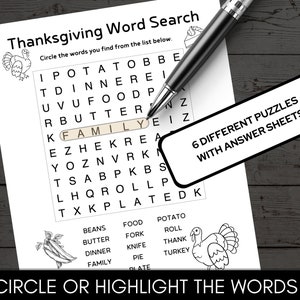 Thanksgiving Word Search Printable Games, Friendsgiving Games ...