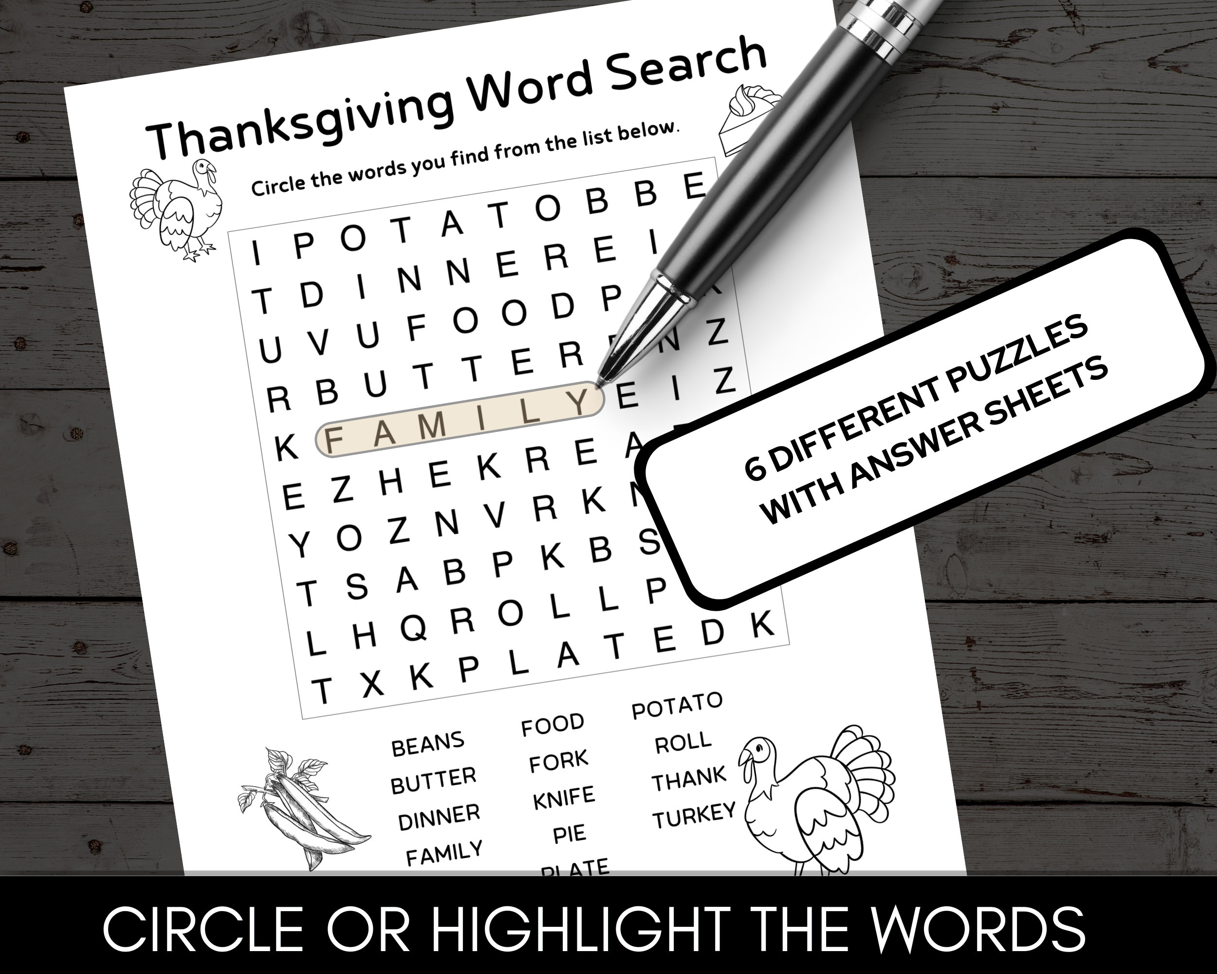 Thanksgiving Word Search Printable Games, Friendsgiving Games ...