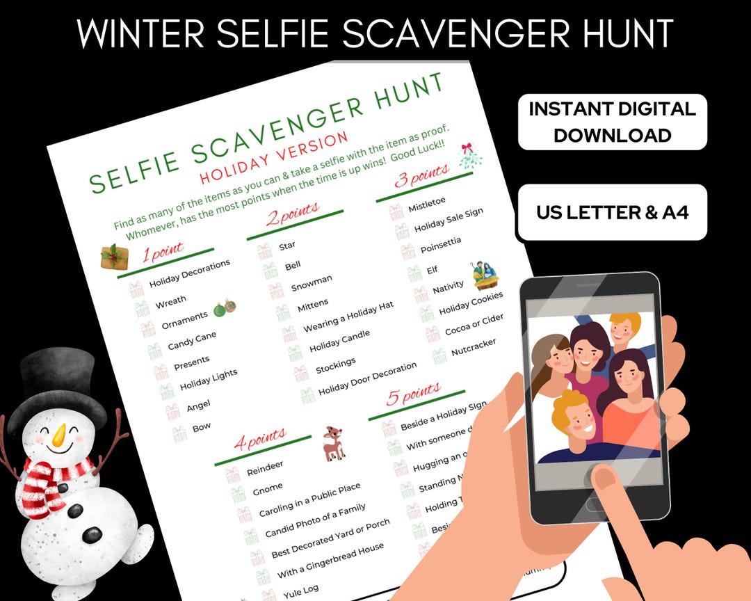 Holiday Photo Scavenger Hunt, Scavenger Hunt Printable, Holiday Party ...