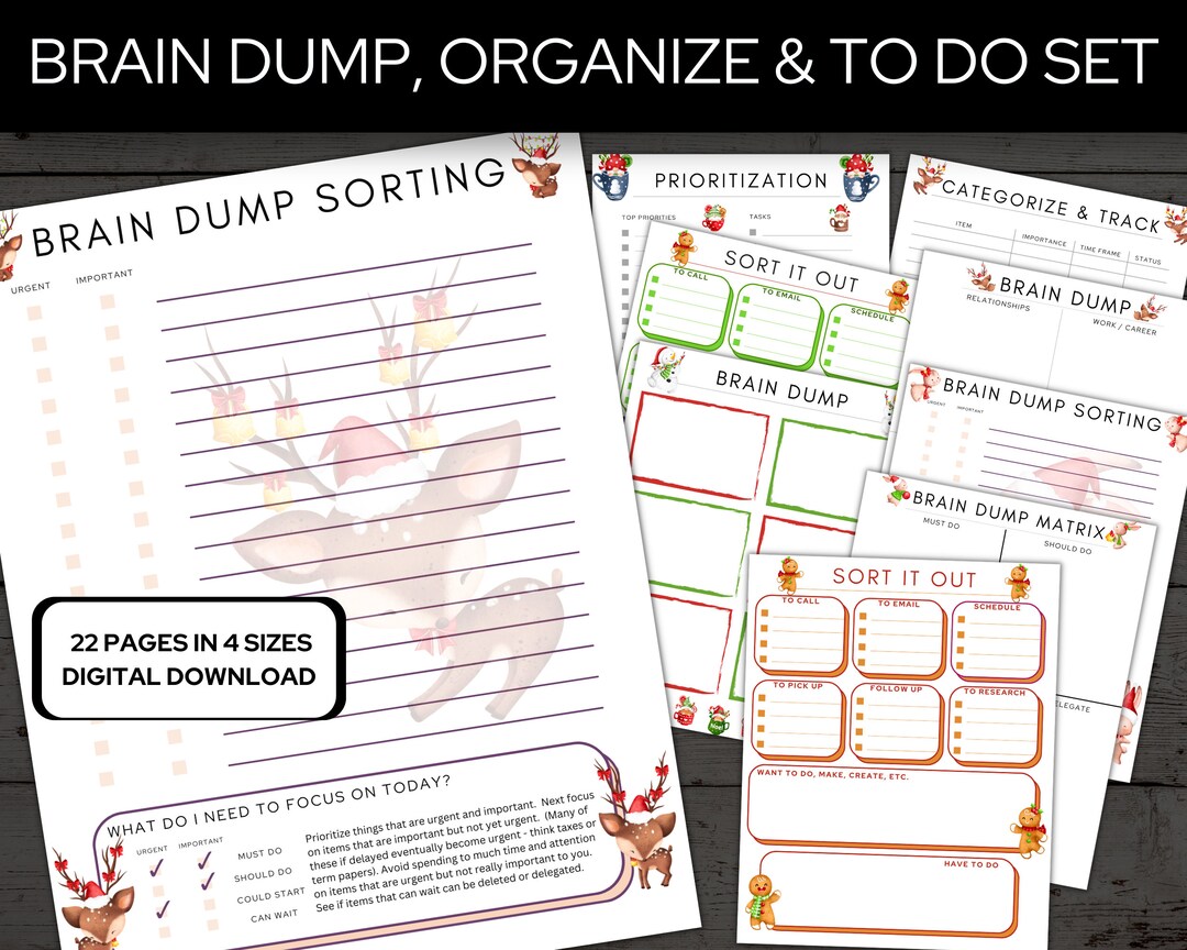 ADHD Holiday Brain Dump Bundle 22 Pages, Prioritization & ADHD To-do ...