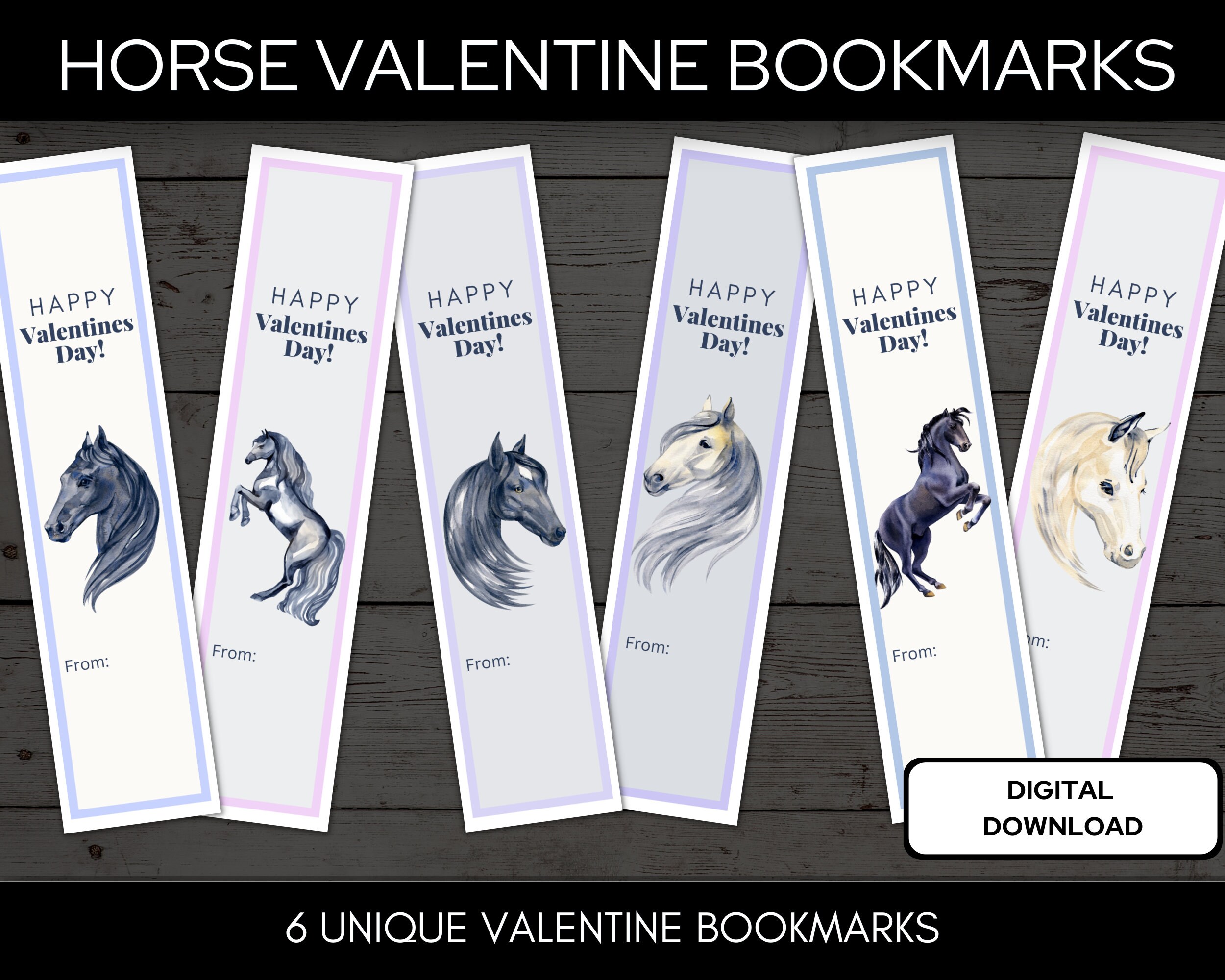 Horse Valentine Bookmarks | Printable Bookmarks for Classroom ...