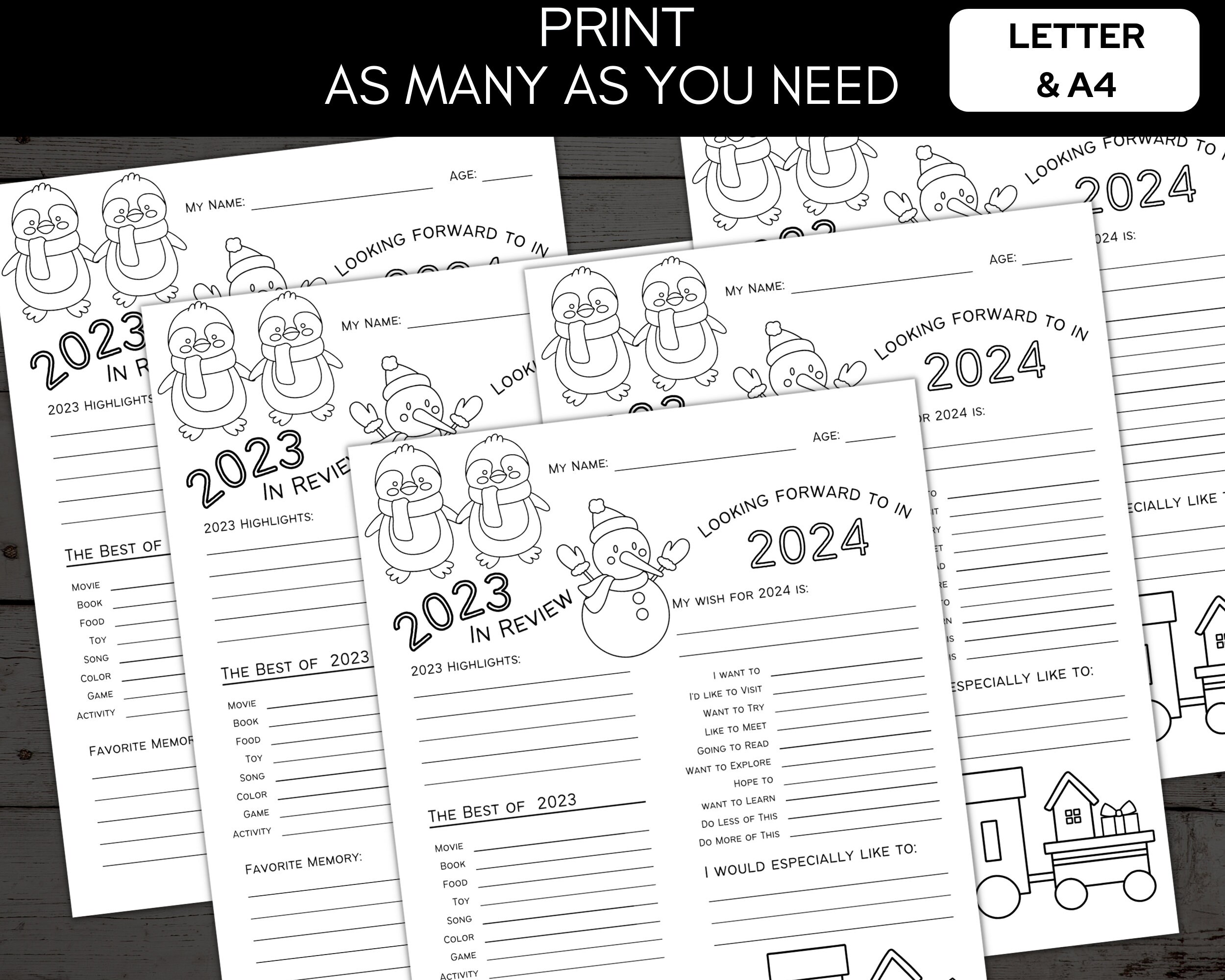 Kids Year in Review, Printable New Years Activity, 2024 New Year ...