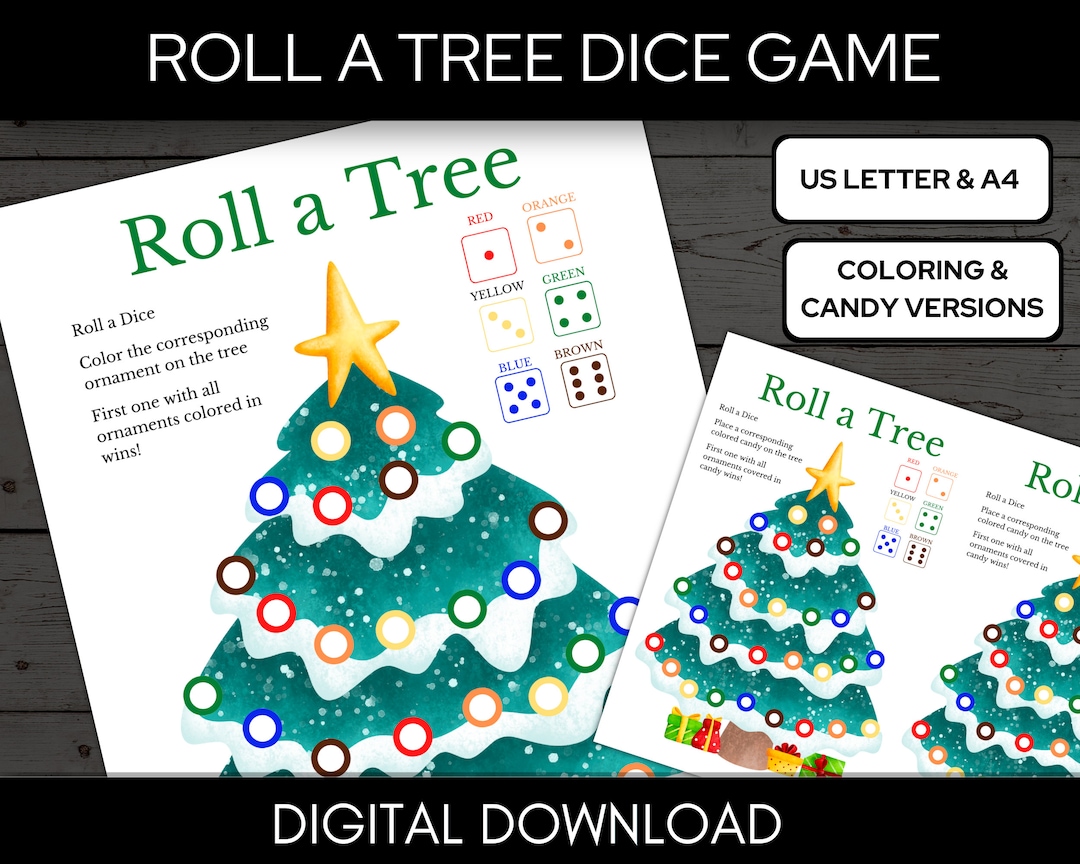 Roll A Tree Christmas Game A4 Letter, Printable Christmas Games, Roll A ...
