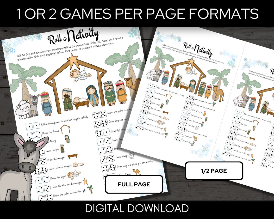 Roll a Nativity Christmas Dice Game Printable, Great Christian Holiday ...