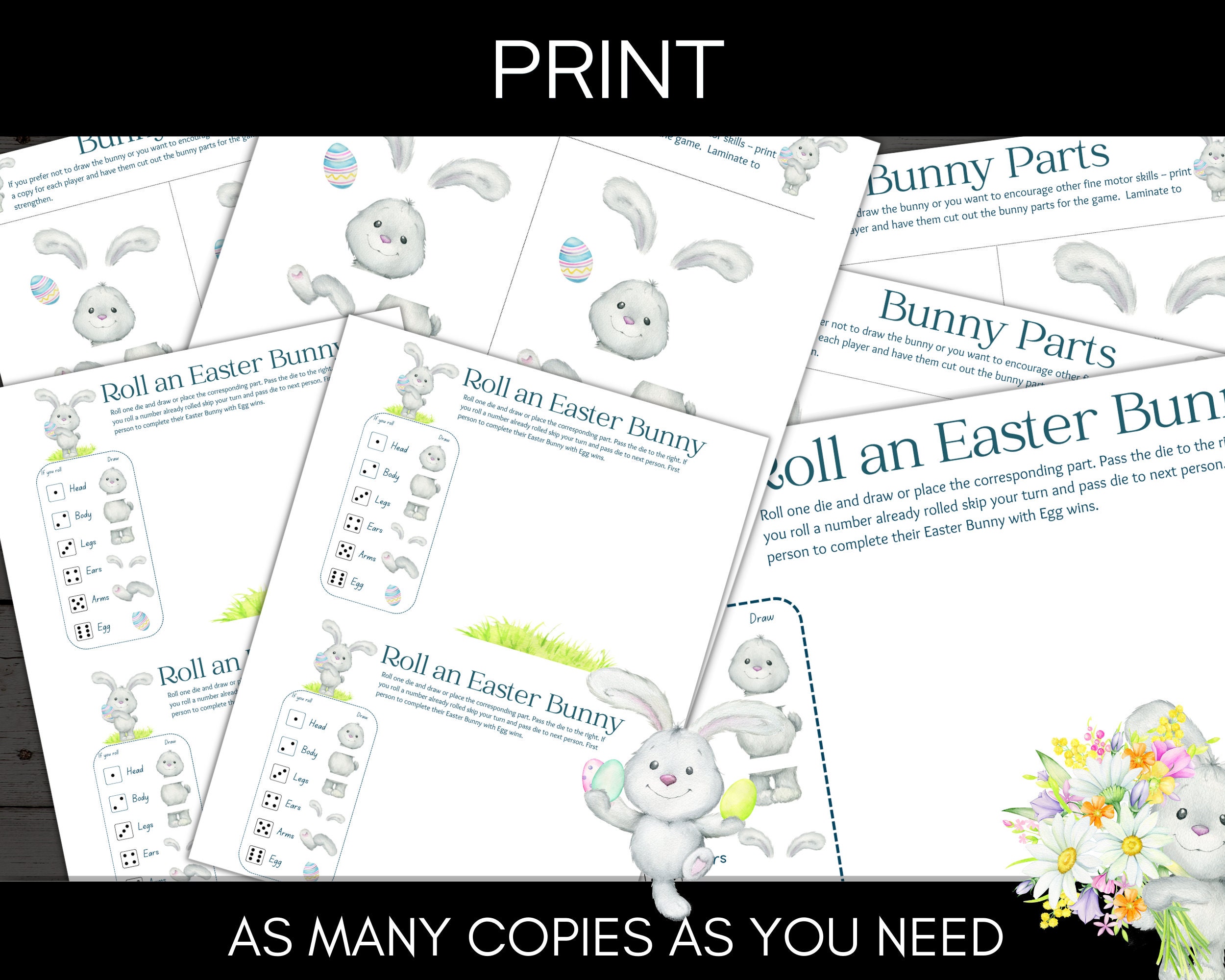 Roll an Easter Bunny Dice Game, Easter Game, Classroom Games, Easter ...