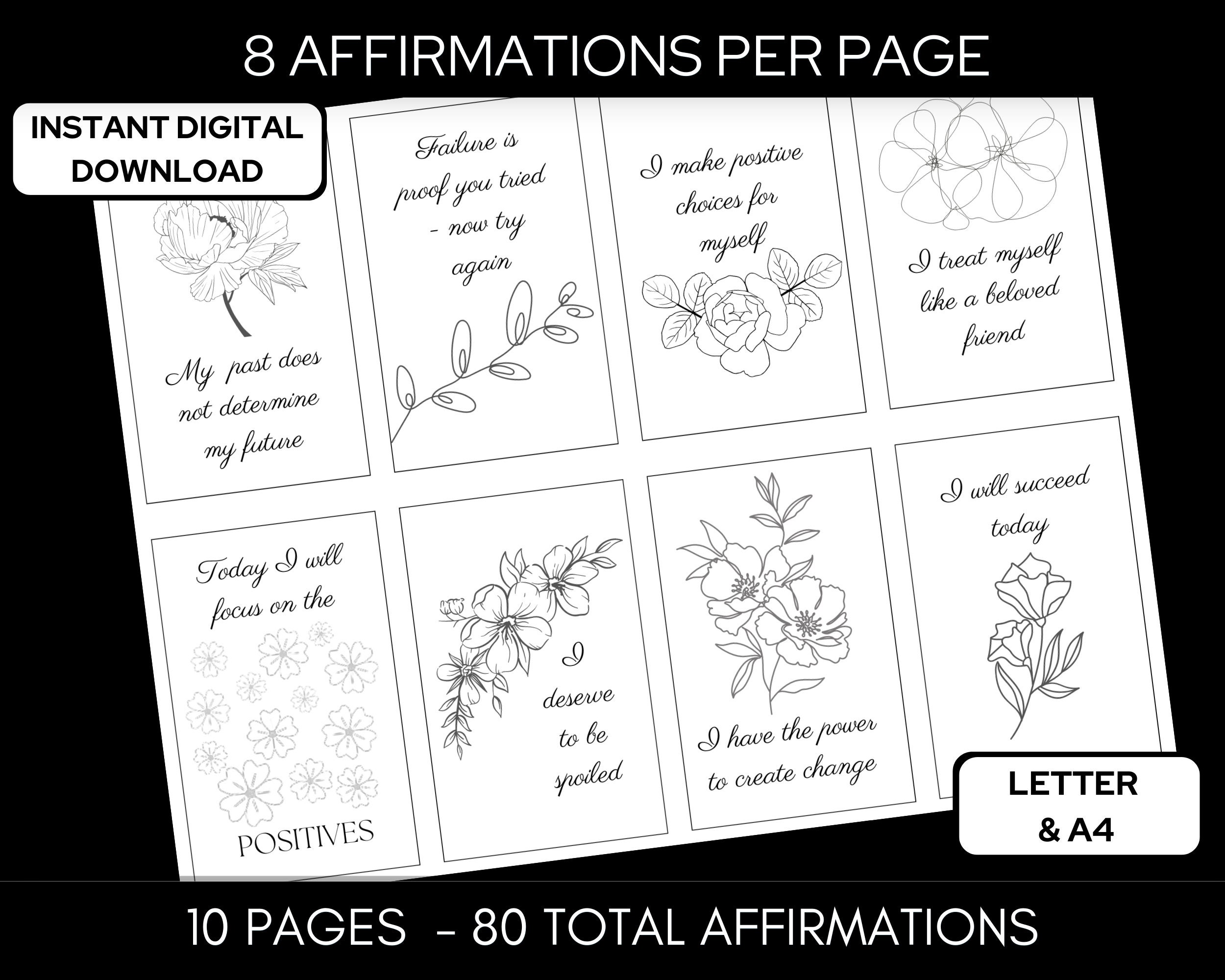 Positive Affirmation Card Deck Vision Board Printables Etsy