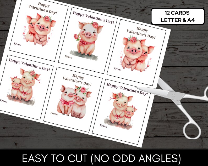 Funny Cute Pig Valentine Cards - Letter & A4 - Etsy