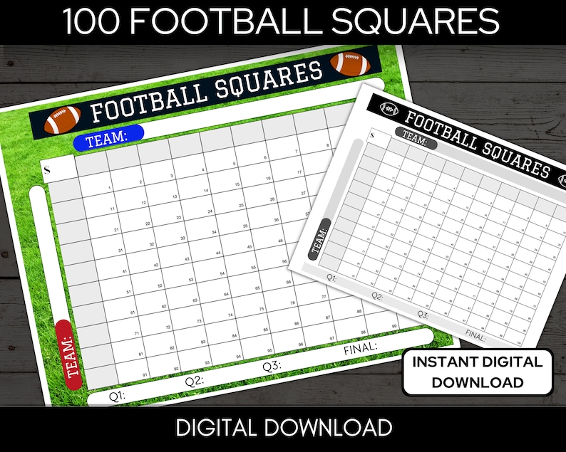 Printable Football Squares, Football Fundraiser, Football Square Grid ...