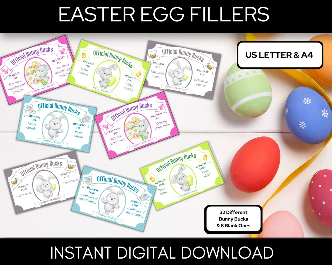 Easter Bunny Bucks Printable Set | Easter Egg Hunt | Digital Download ...