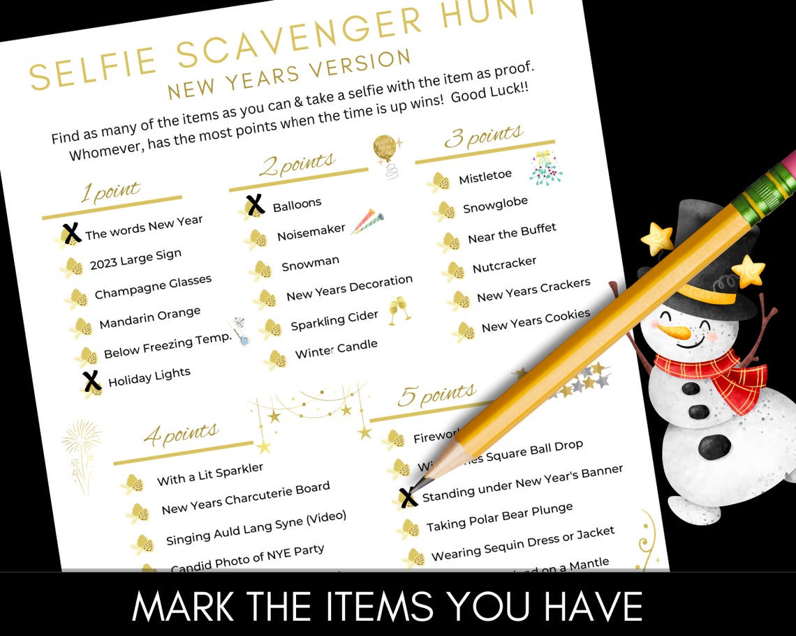 New Years Photo Scavenger Hunt Scavenger Hunt Printable New - Etsy