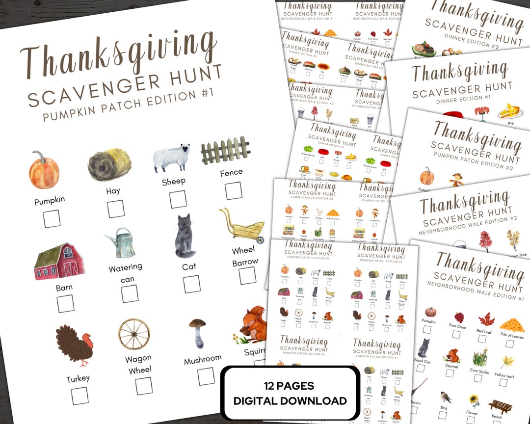 Thanksgiving Scavenger Hunt Game, Fall Scavenger Hunt Printable ...