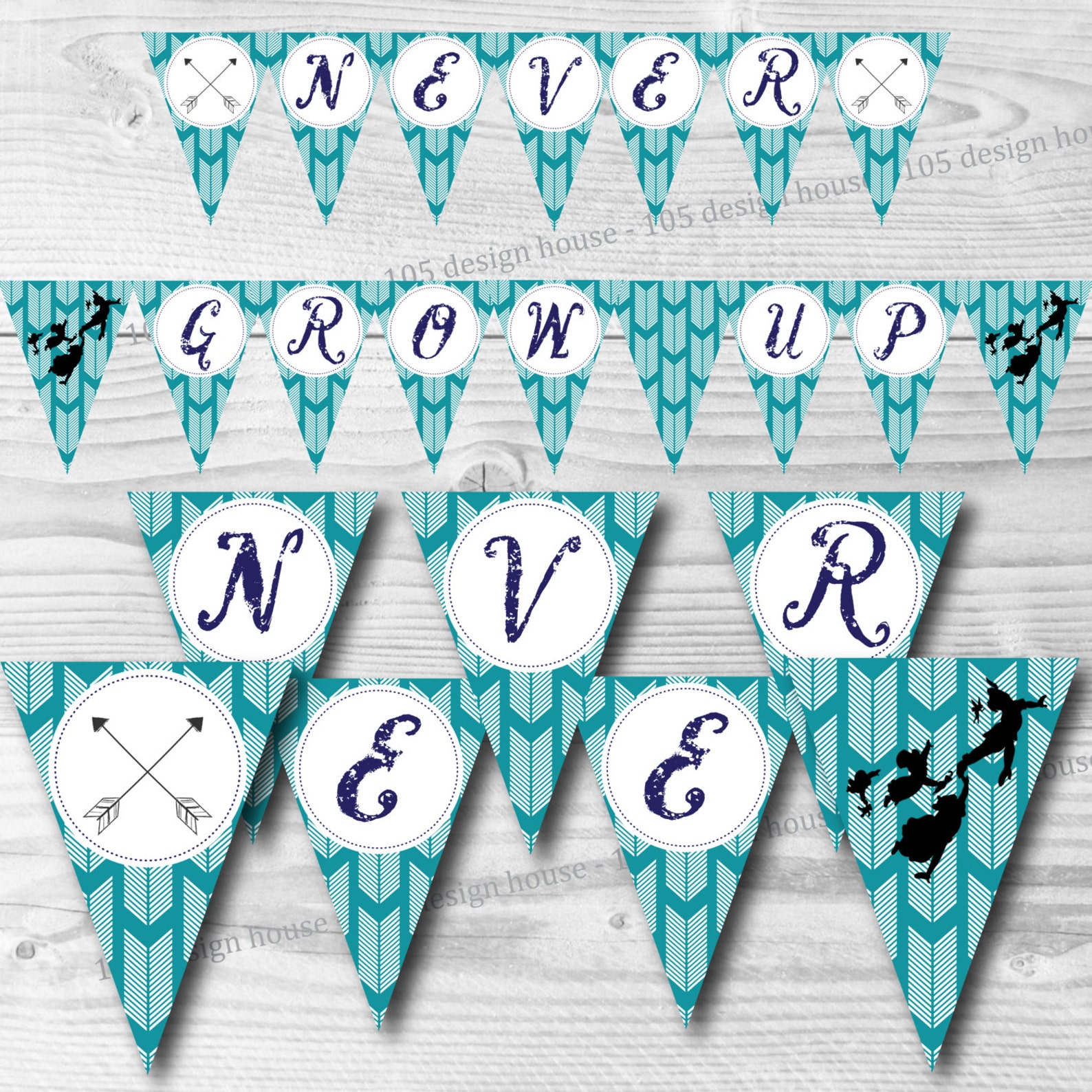 Peter Pan Never Grow up Banner Printable INSTANT DOWNLOAD | Etsy