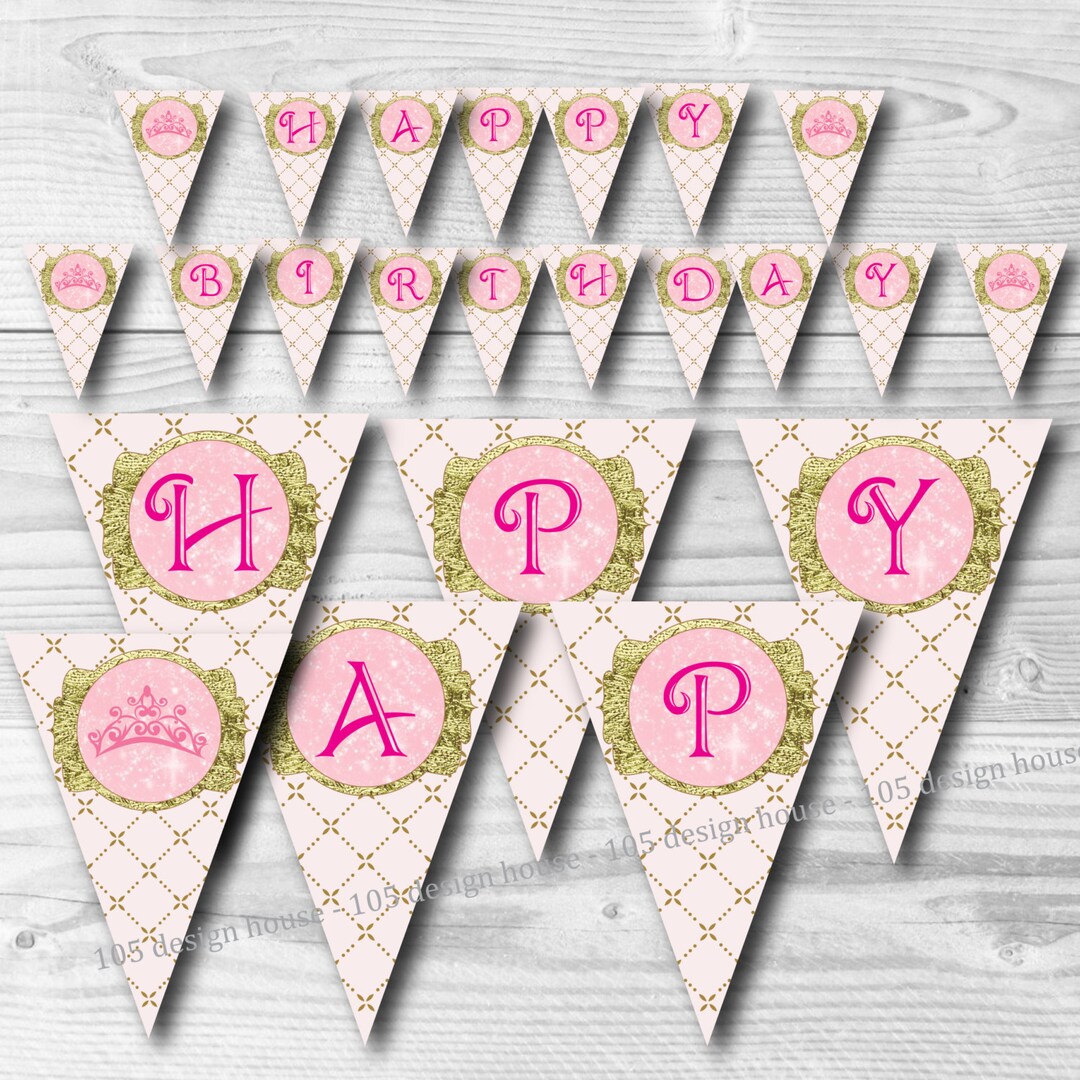 INSTANT DOWNLOAD Princess Banner Printable - Printable Pink "happy ...