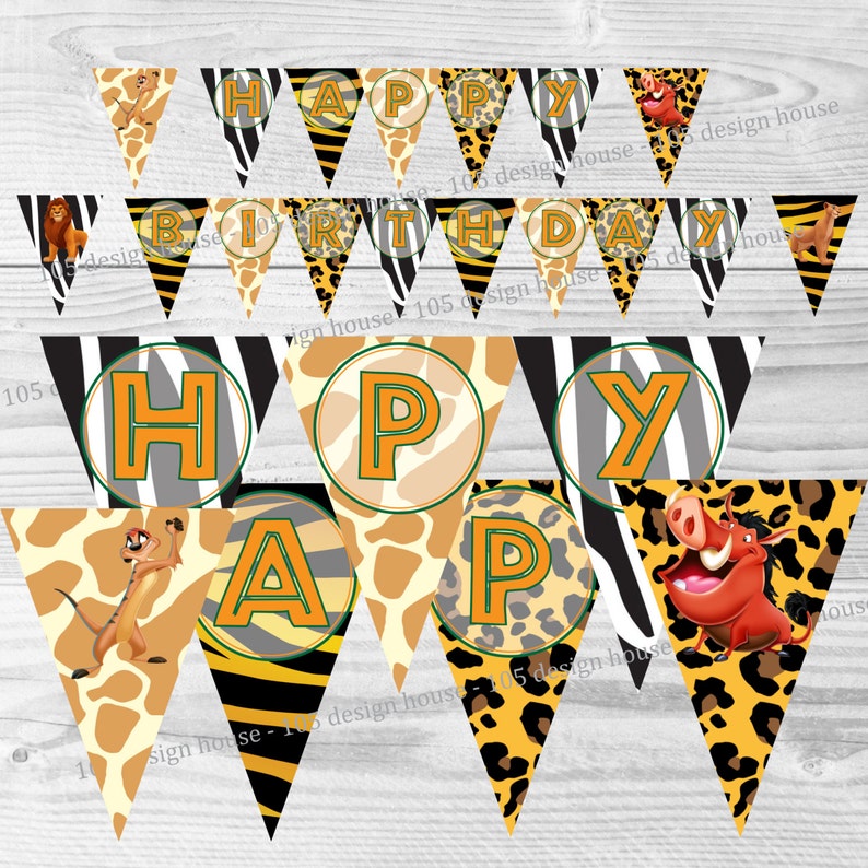 Animal Print Happy Birthday Banner Printable INSTANT DOWNLOAD - Etsy