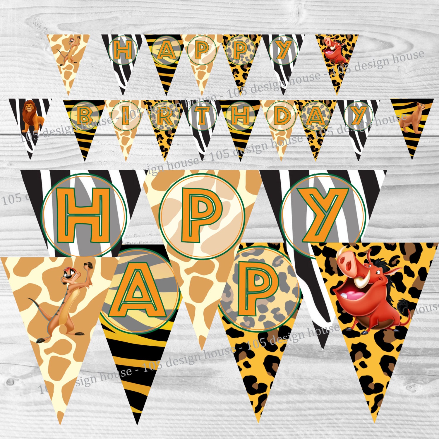 Zebra Print Happy Birthday Banner