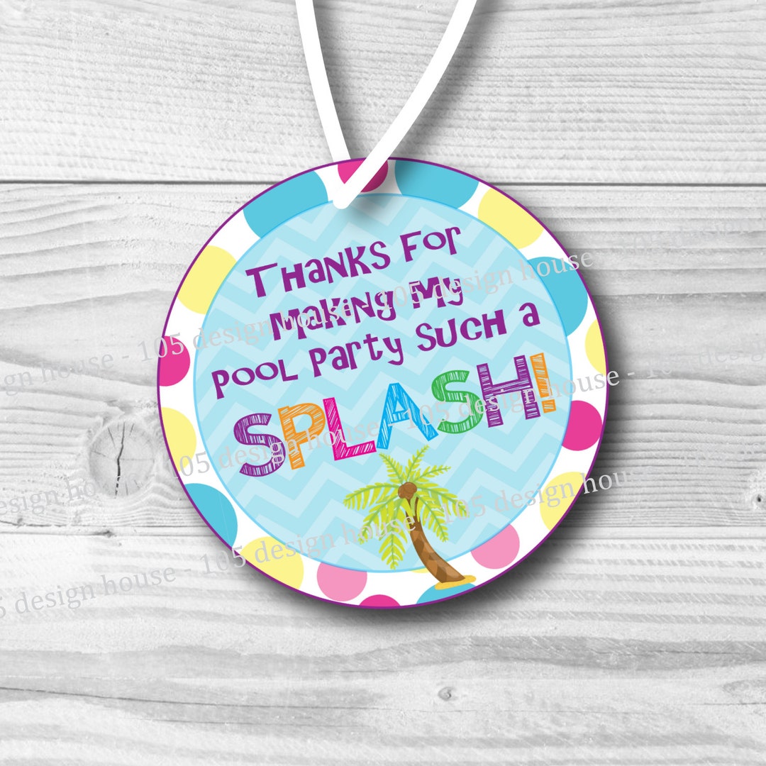 INSTANT DOWNLOAD Pool Party Favor Tag Printable 2.5 Inch Favor Tags ...