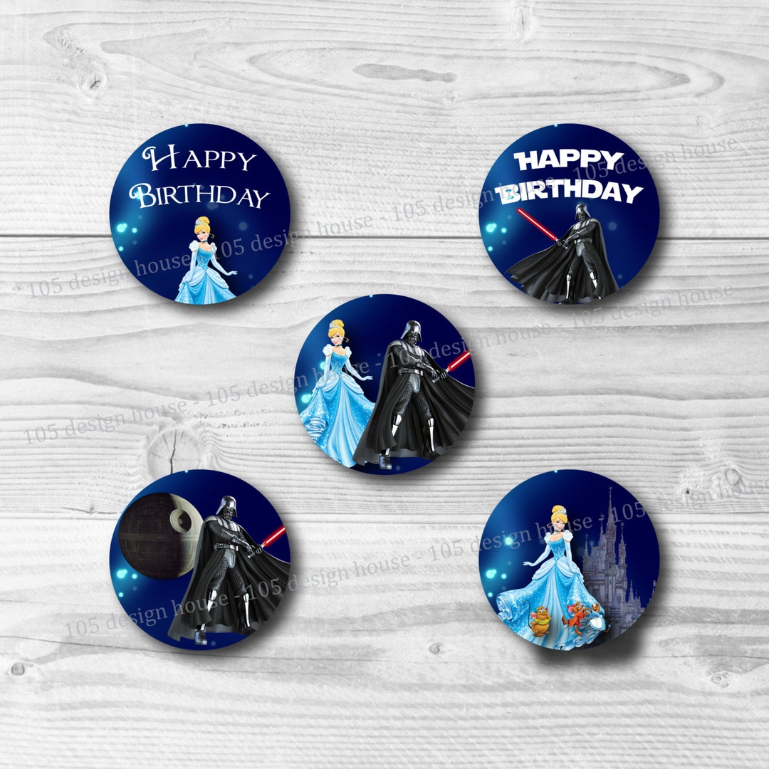 Darth Vader and Cinderella Cupcake Toppers Printable 2" Cupcake Toppers ...