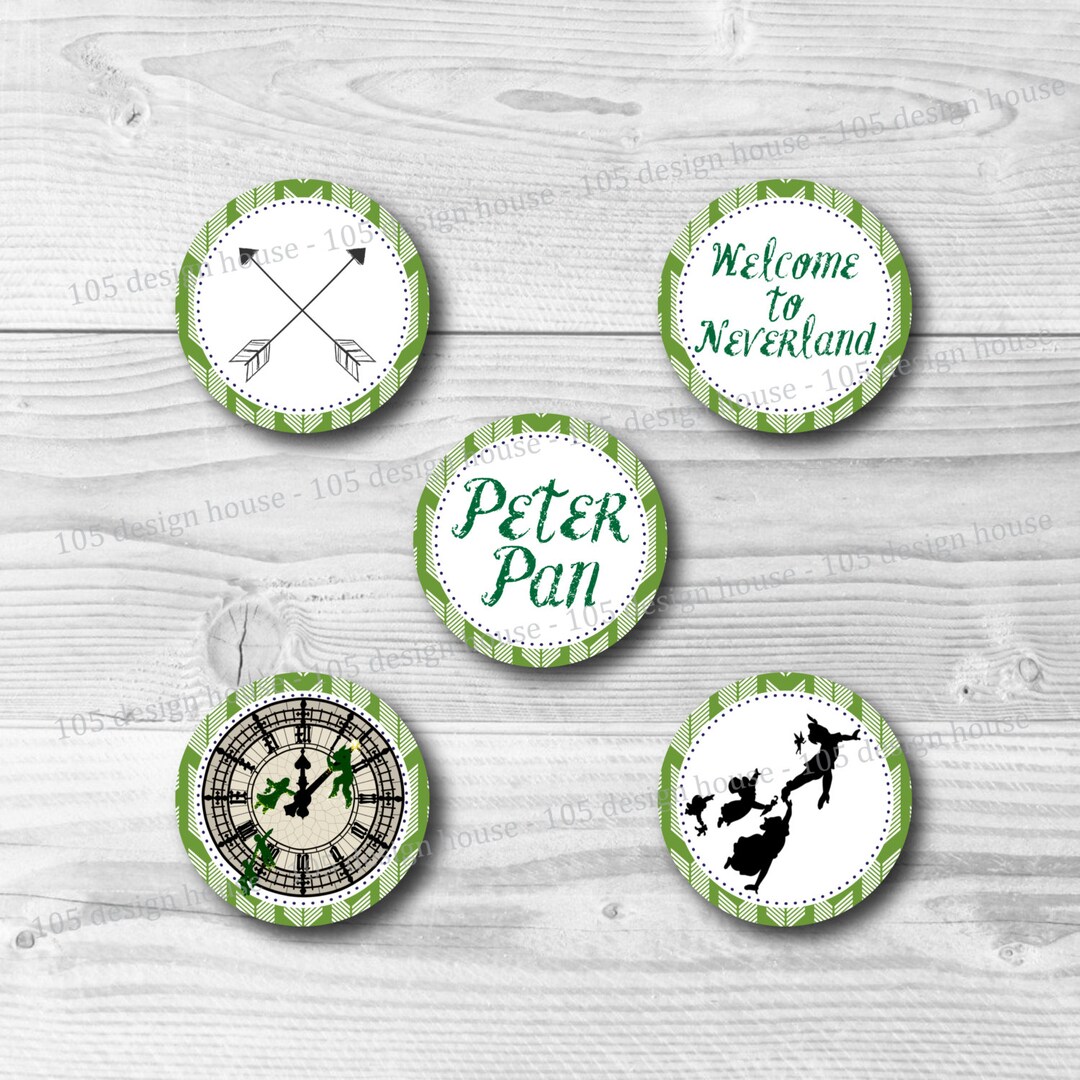 Peter Pan Cupcake Topper Printable 2" Cupcake Toppers - Peter Pan Party ...