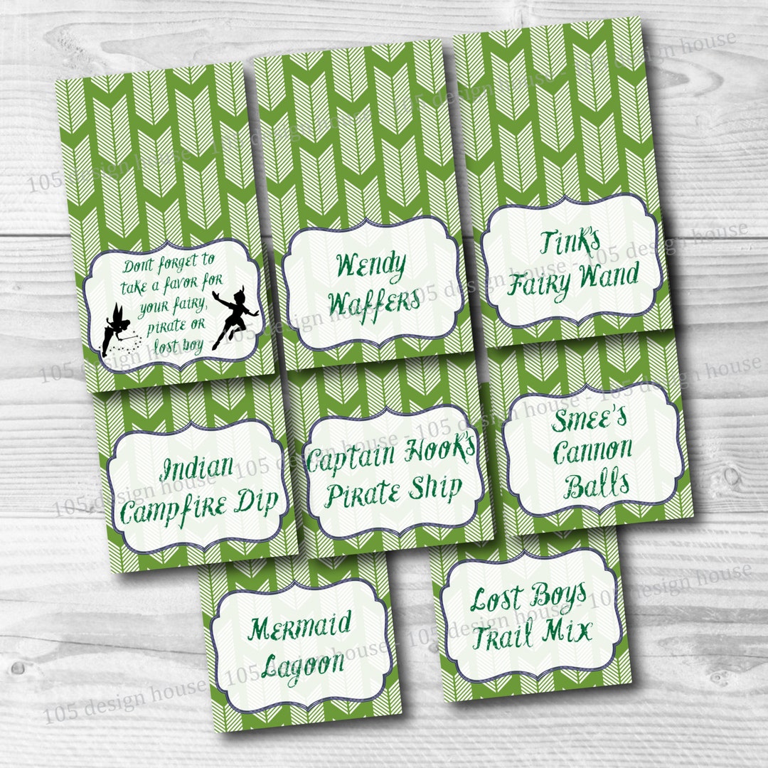 Peter Pan Food Labels Printable INSTANT DOWNLOAD - Peter Pan Food Cards ...