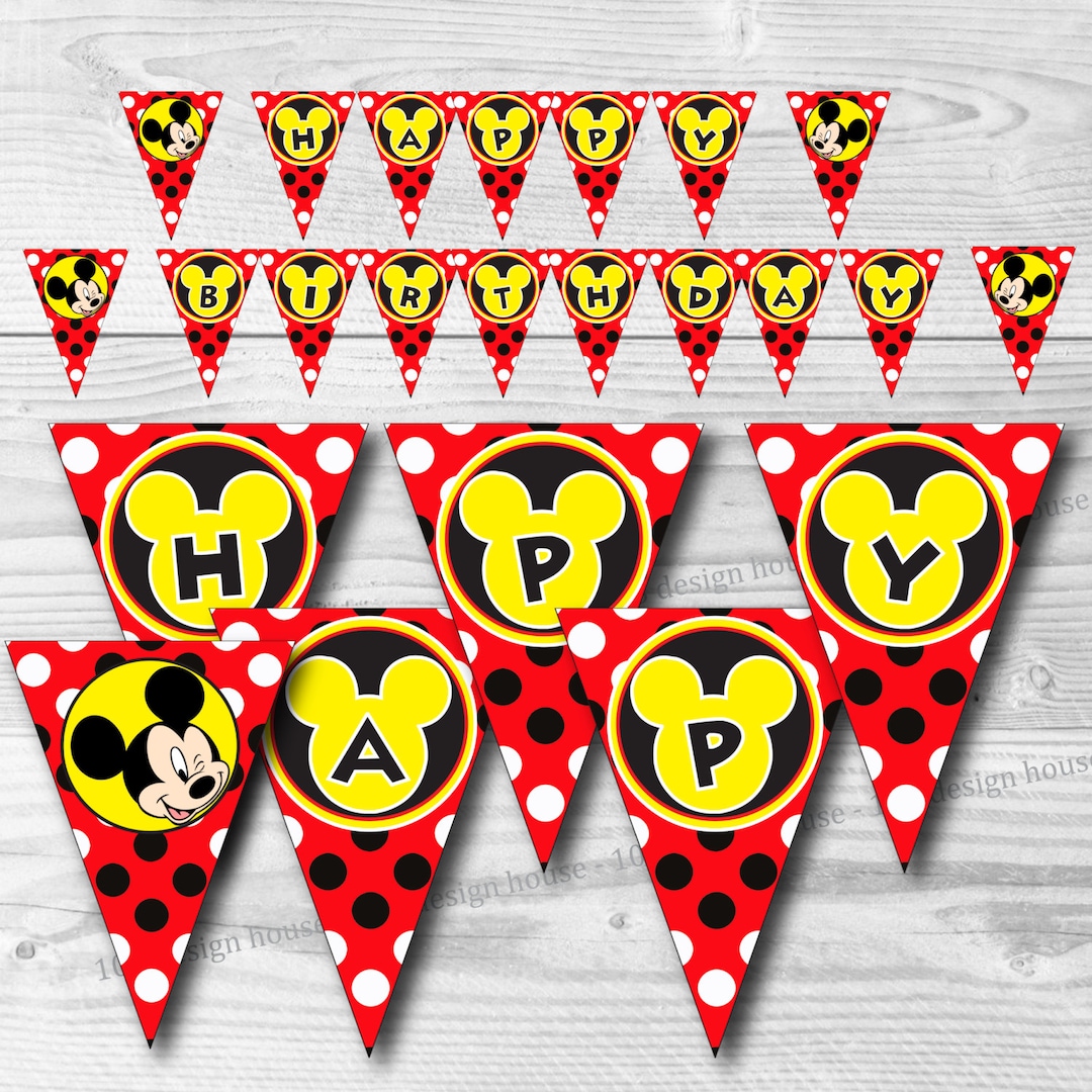 INSTANT DOWNLOAD Mickey Mouse Banner Printable - Printable Mickey Mouse ...